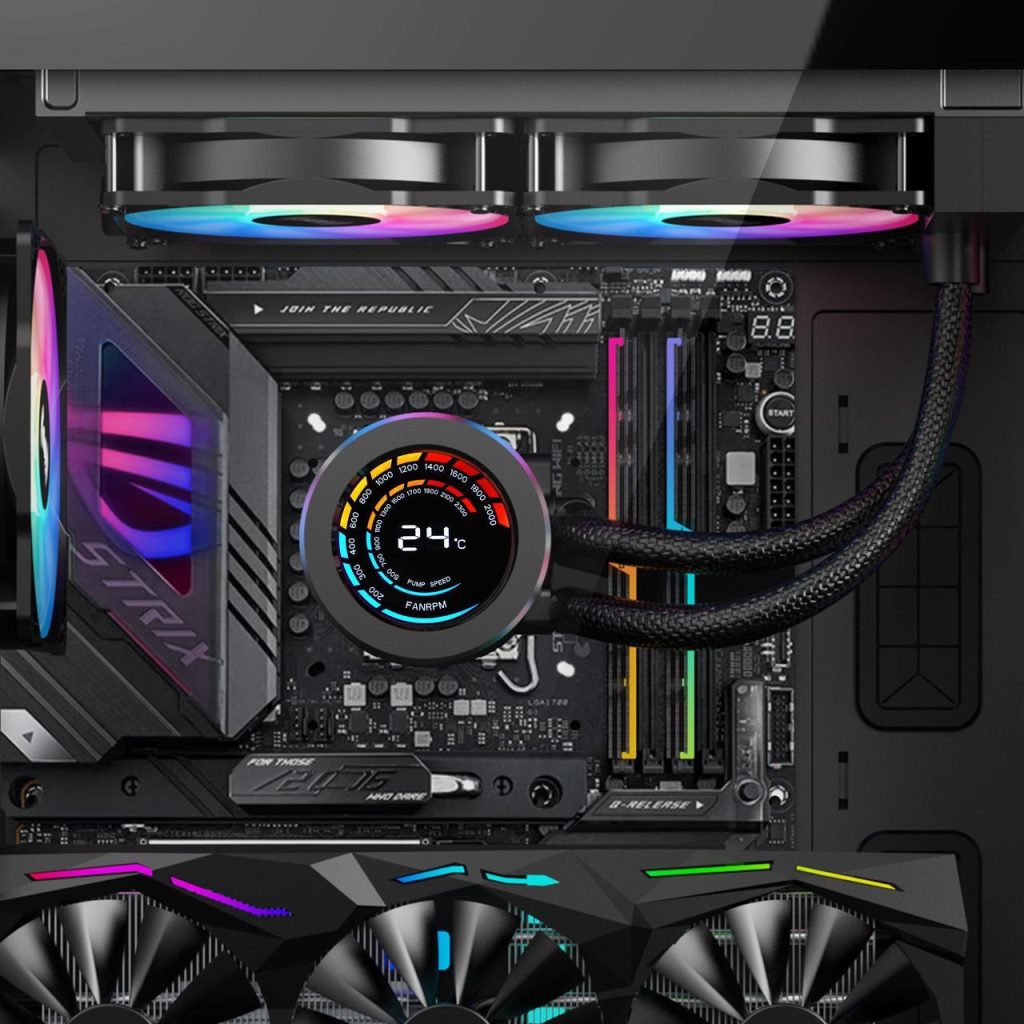 SAMA T240 Liquid Cooler 360mm ARGB AIO Radiator LCD Temperature Display Screen CPU Cooler with ...